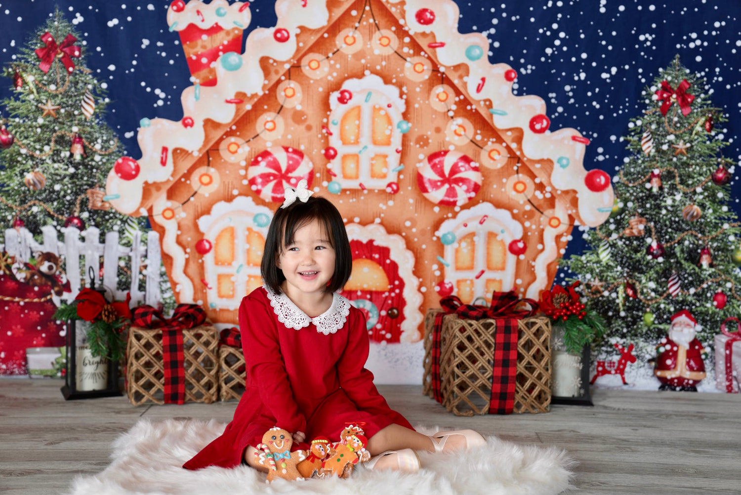 Festive Gingerbread Holiday Wonderland Backdrop