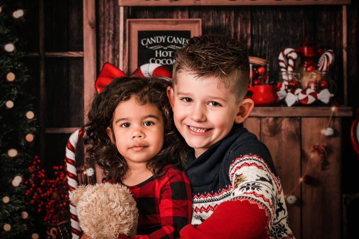 Kate Christmas Tree Backdrop Winter Hot Cocoa for Photography