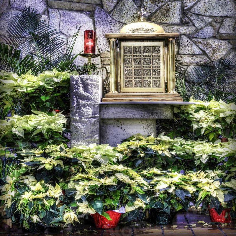 Rustic Stone Floral Shrine Backdrop