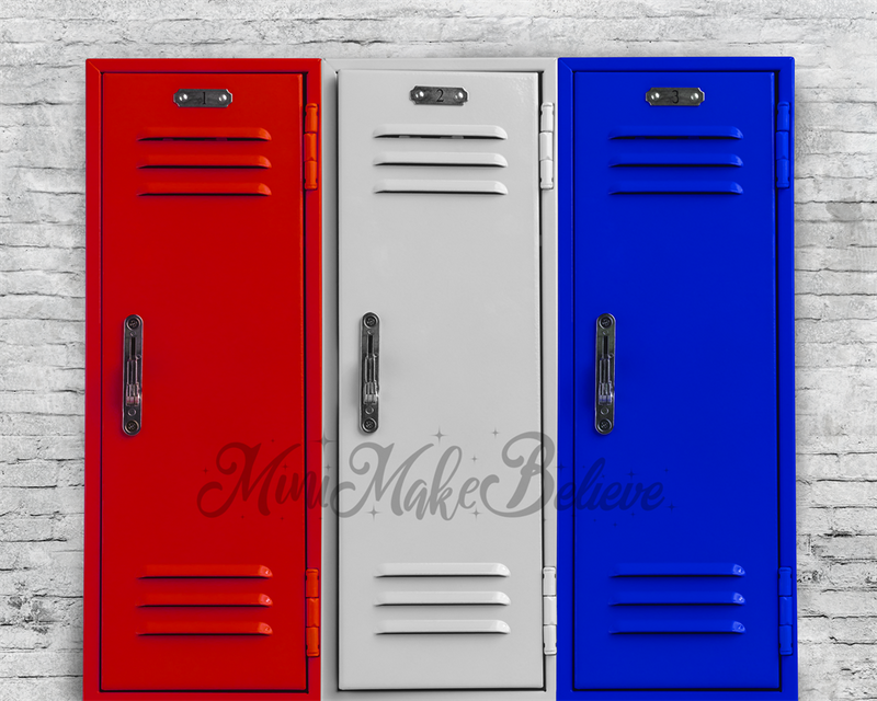 Red White Blue School Locker Backdrop