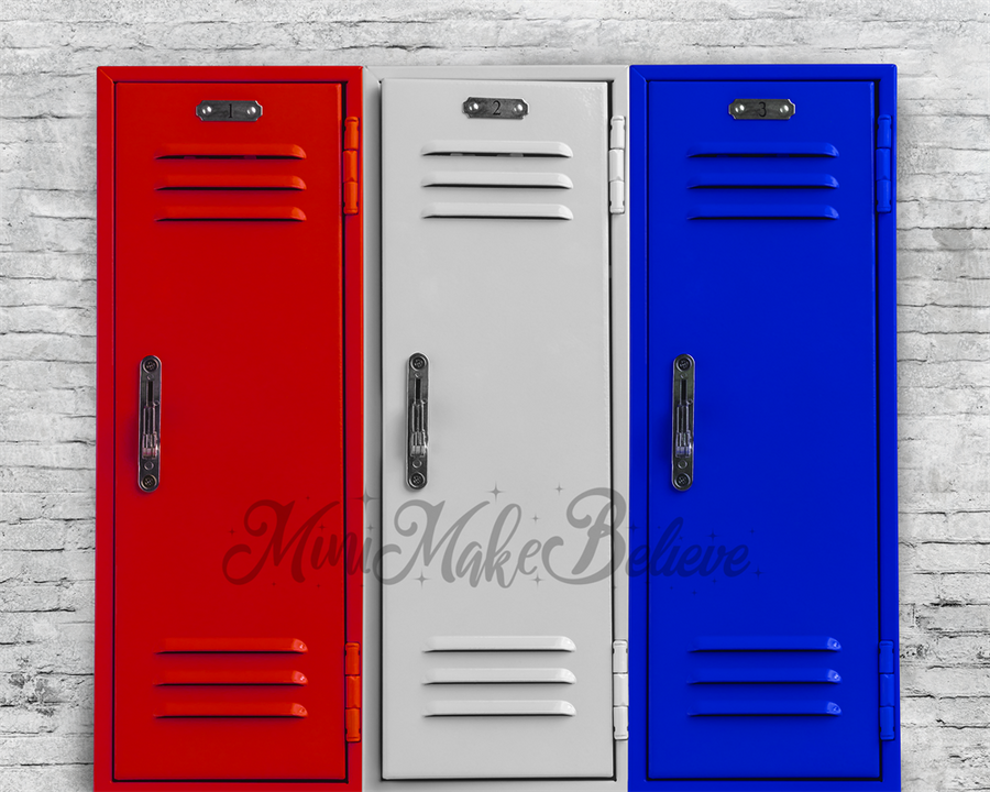 Red White Blue School Locker Backdrop