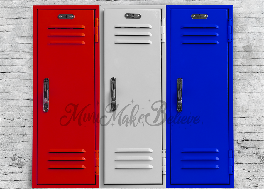 Red White Blue School Locker Backdrop