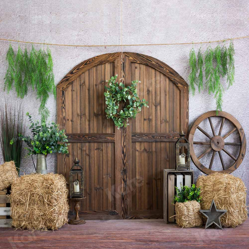 Rustic Farmhouse Wooden Door Backdrop