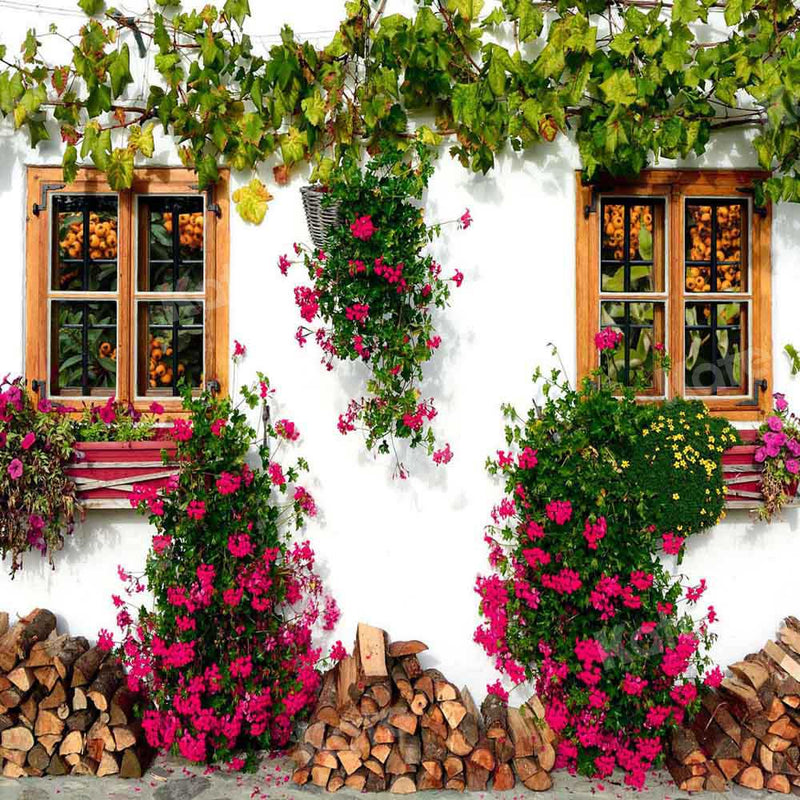 Rustic Floral Cottage Garden Backdrop