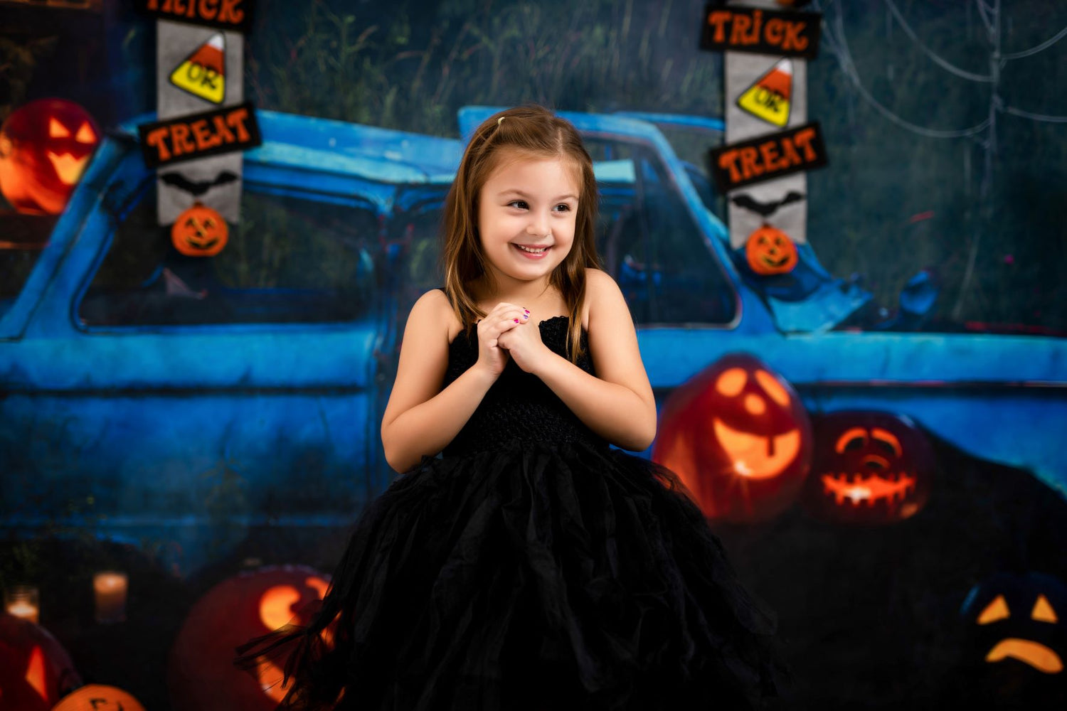 Haunted Halloween Pumpkin Glow Backdrop
