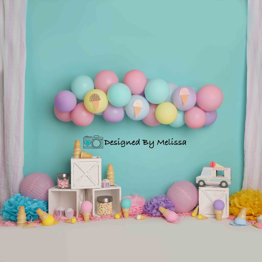 Pastel Balloon Ice Cream Party Backdrop
