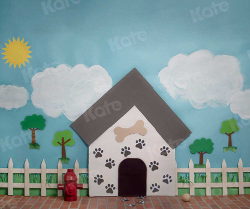 Whimsical Doghouse Garden Photo Backdrop