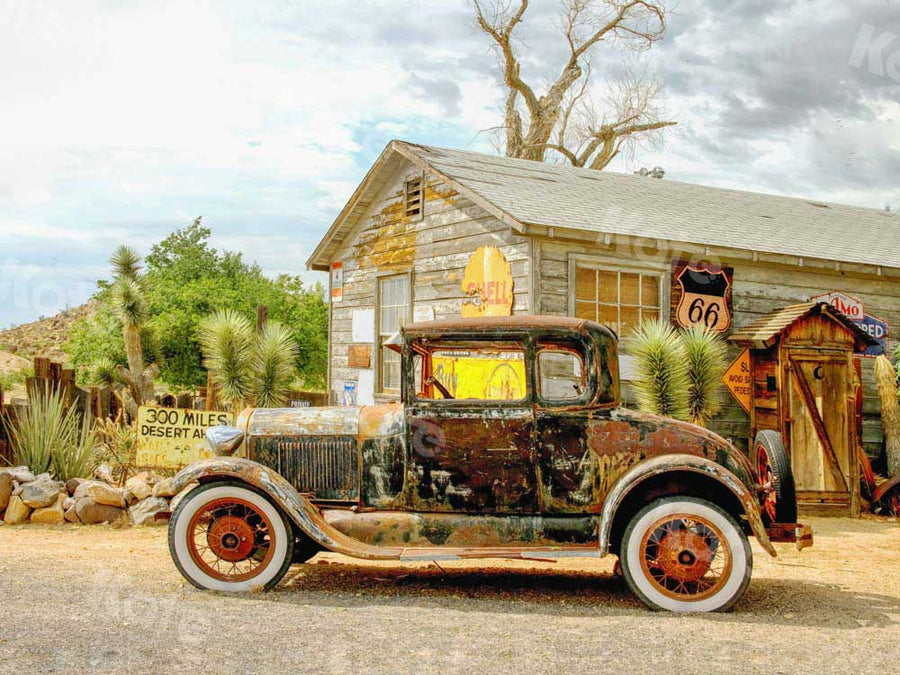 Vintage Rustic Desert Classic Car Backdrop