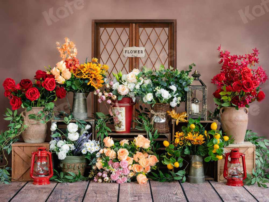 Rustic Floral Arrangement Window Backdrop