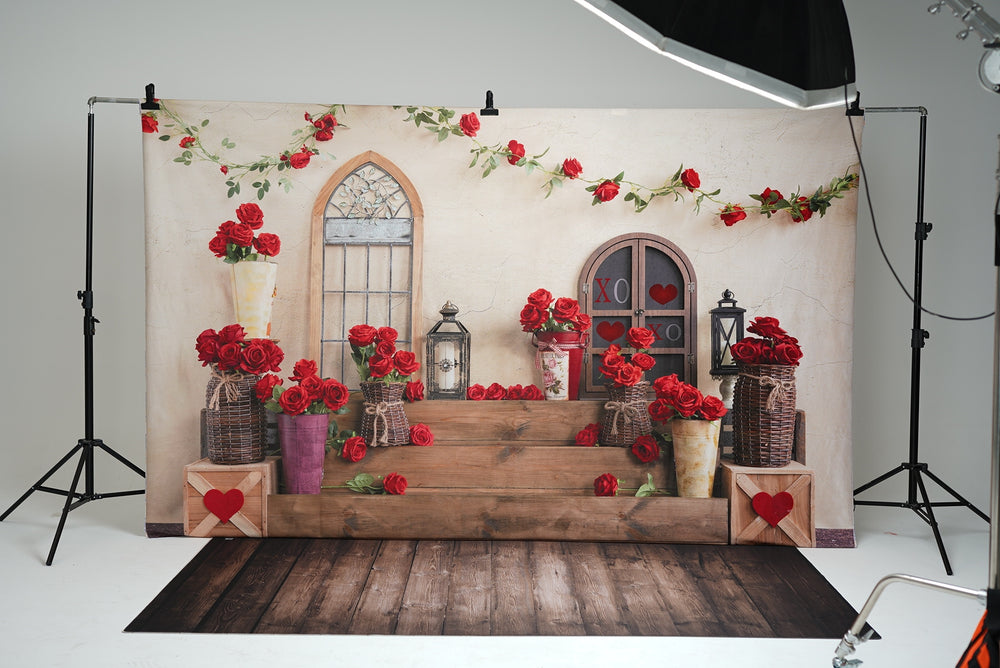 Rustic Rose Romance Floral Backdrop