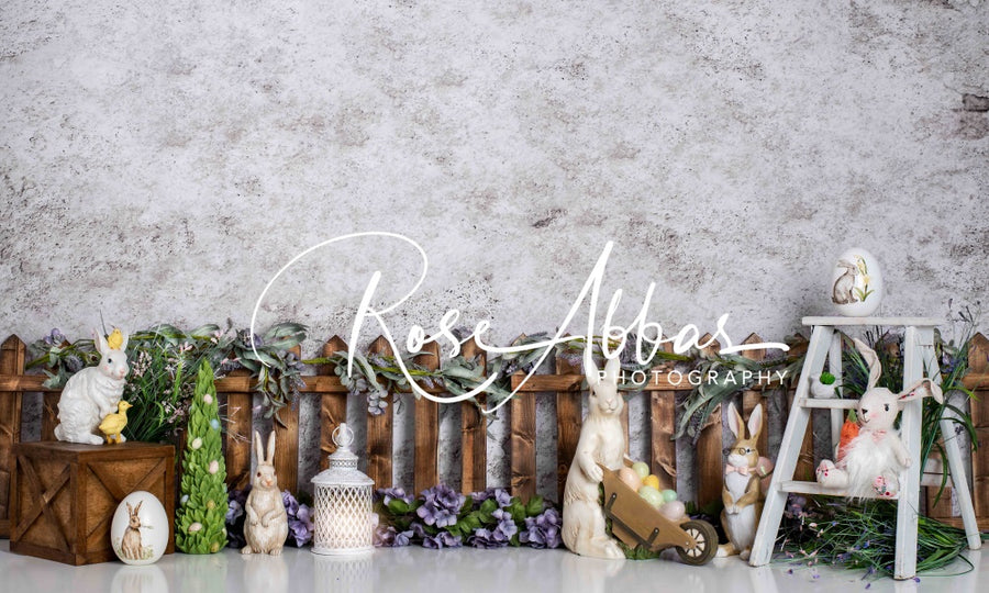 Rustic Easter Bunny Garden Backdrop