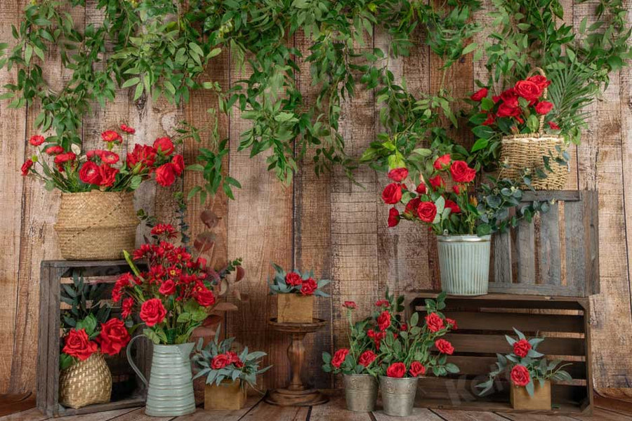 Rustic Wooden Floral Garden Backdrop