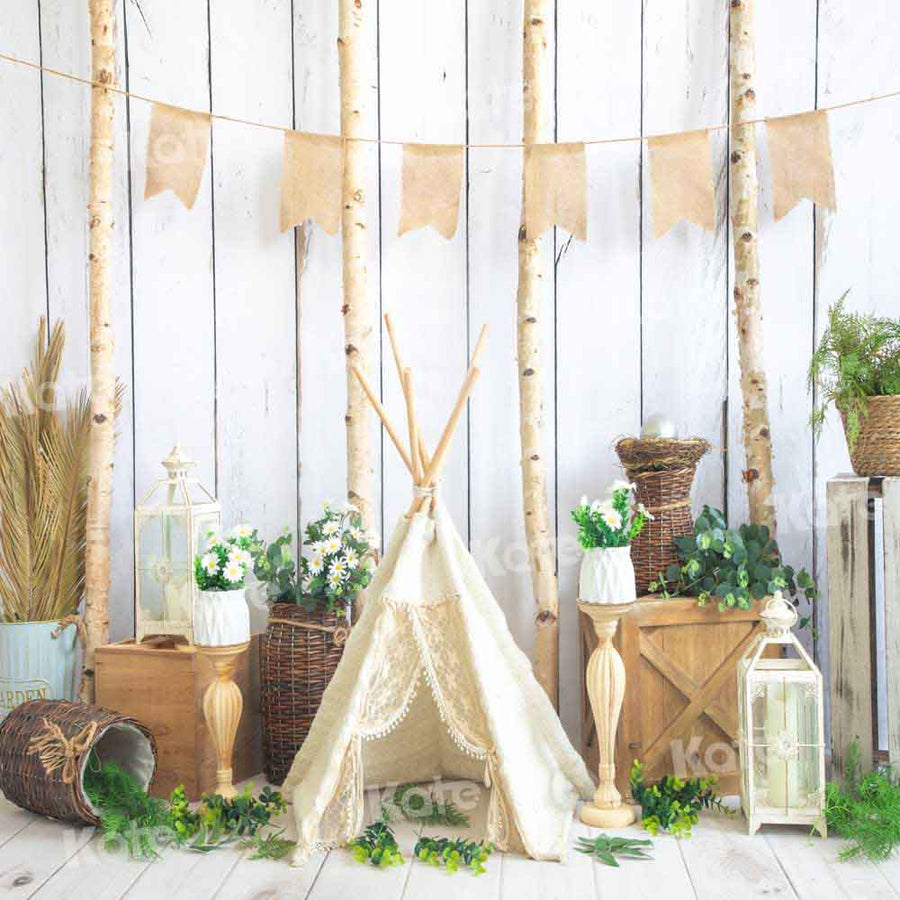 Rustic Woodland Boho Kids Tent Backdrop