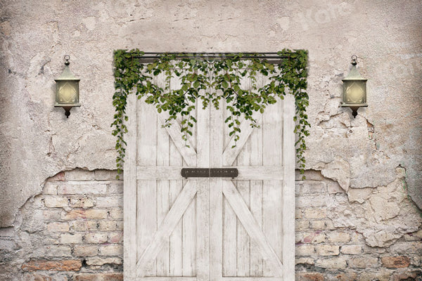 Rustic White Door Ivy Wall Backdrop