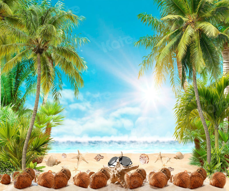 Tropical Beach Paradise Sunset Backdrop