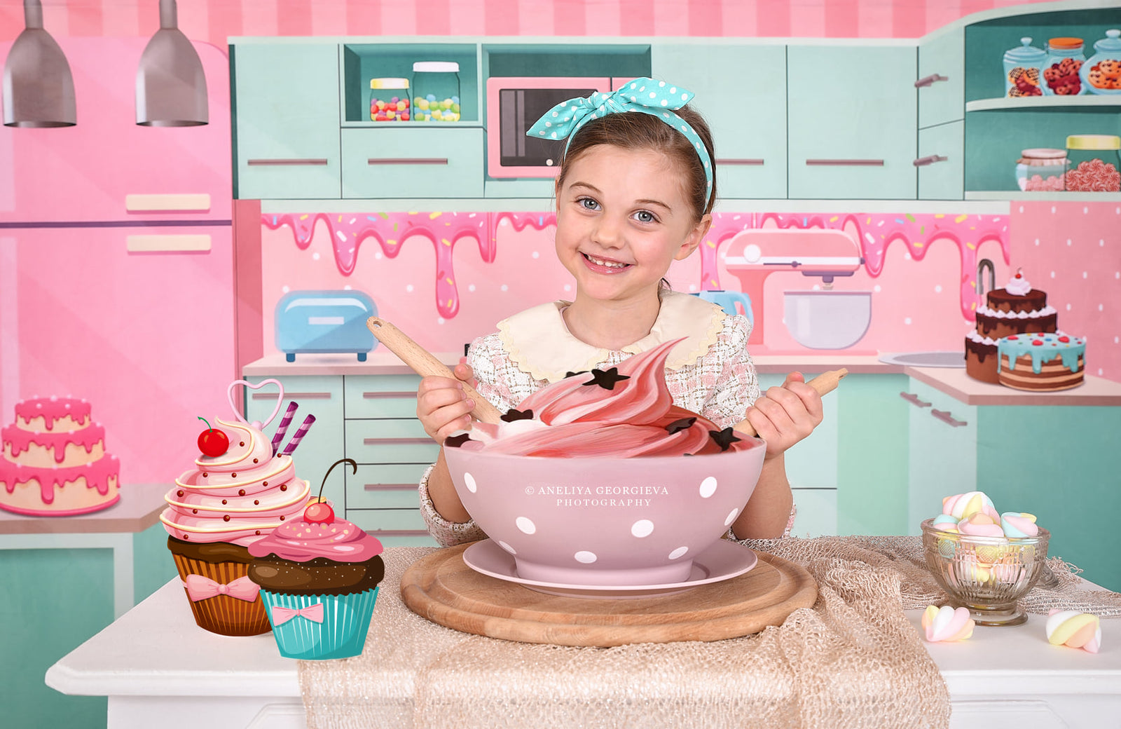 Pastel Retro Kitchen Candy Backdrop