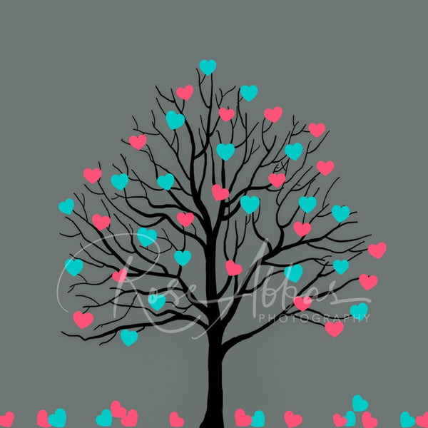 Whimsical Hearts Tree Love Backdrop