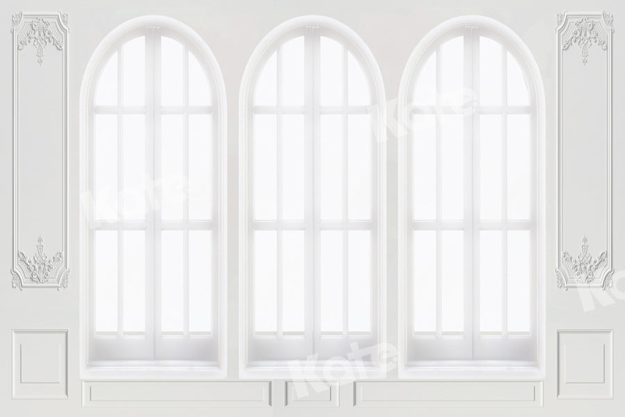 Elegant White Arched Window Backdrop