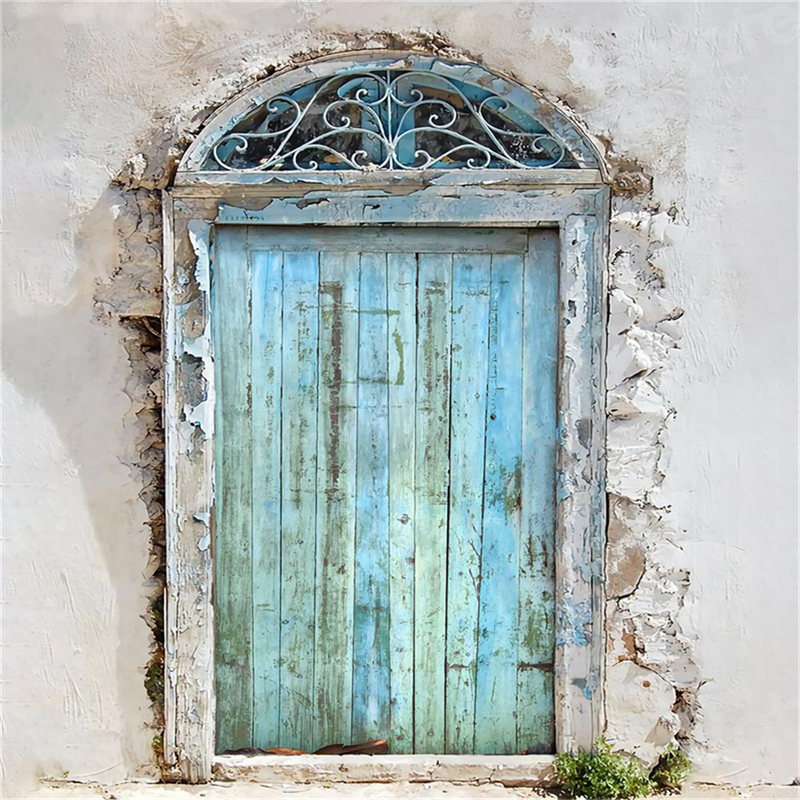 Vintage Rustic Blue Door Backdrop