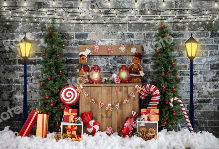 Festive Holiday Candy Market Backdrop