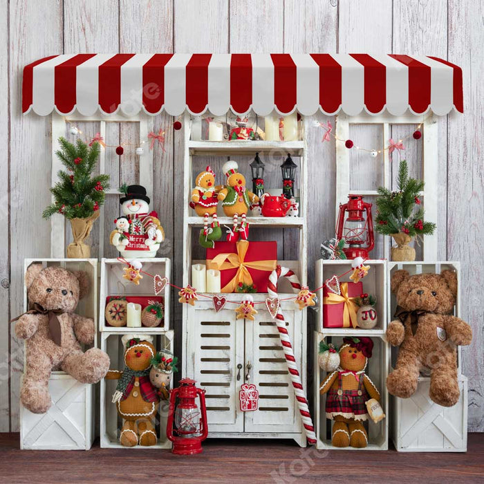 Festive Holiday Market Toy Display Backdrop