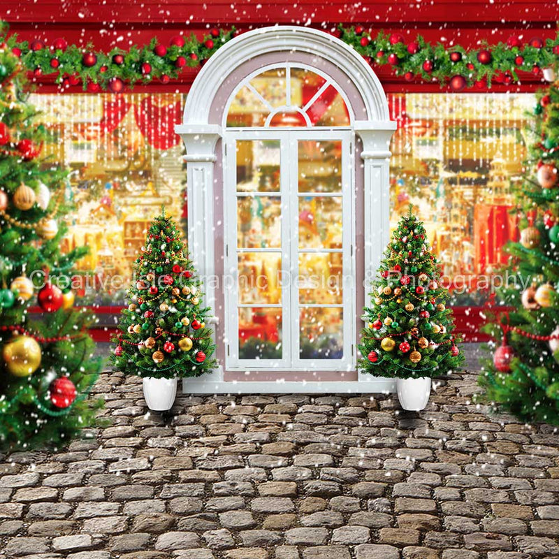 Festive Holiday Front Door Backdrop