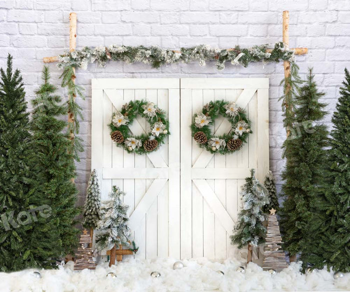 Rustic Winter Farmhouse Holiday Backdrop
