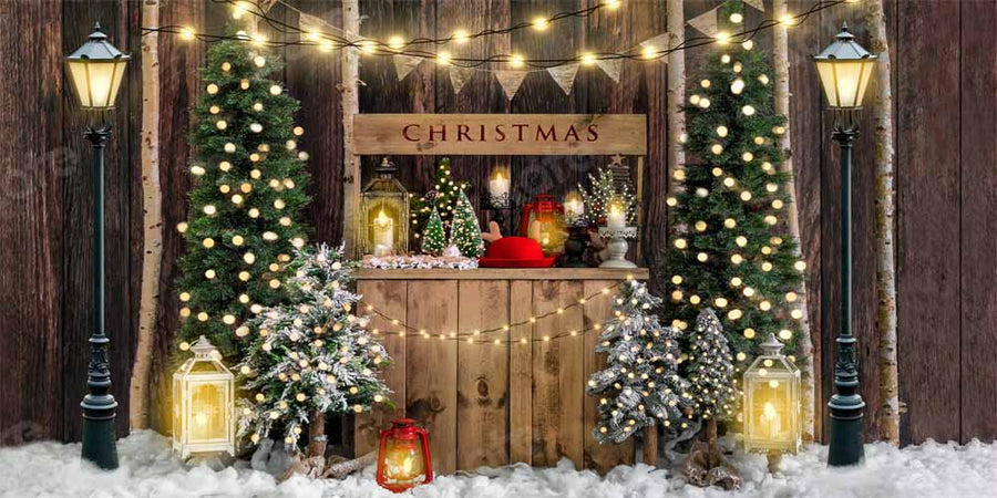 Rustic Cozy Christmas Woodland Backdrop