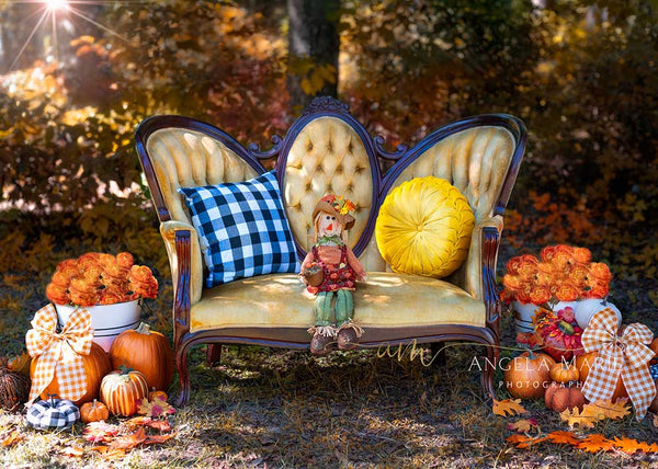 Autumn Harvest Cozy Vintage Sofa Backdrop