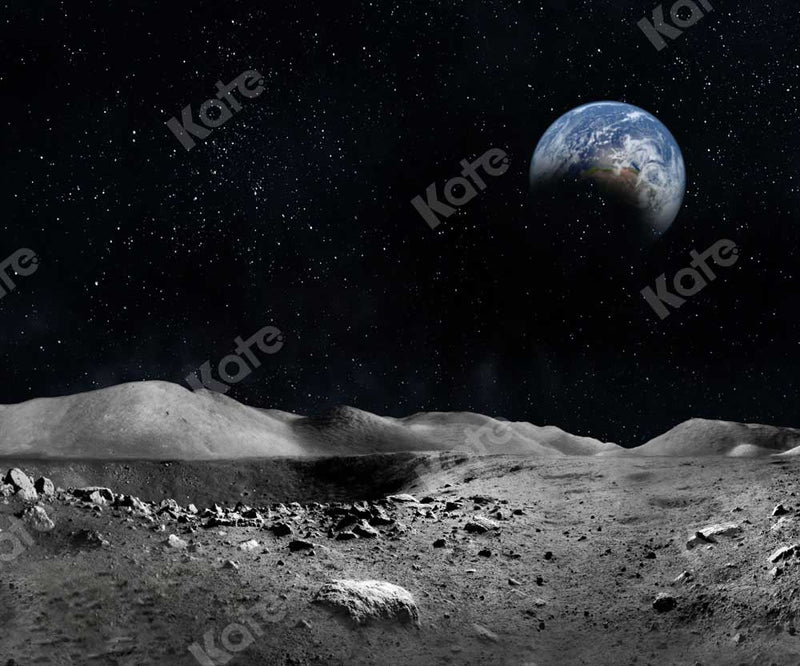 Lunar Surface Earthrise Night Backdrop
