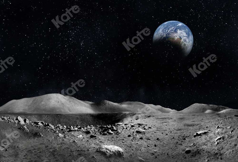 Lunar Surface Earthrise Night Backdrop
