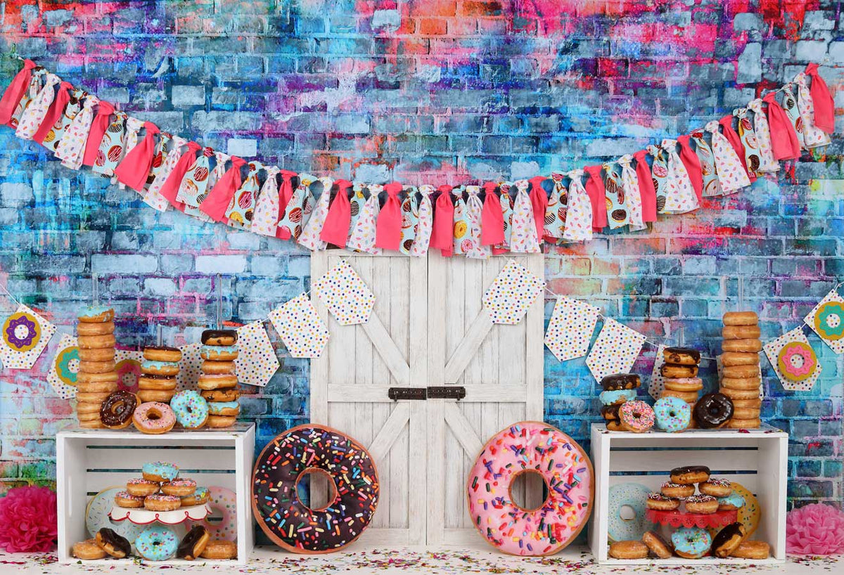 Vibrant Donut Party Celebration Backdrop