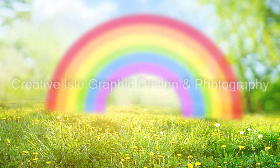 Vibrant Rainbow Meadow Photography Backdrop