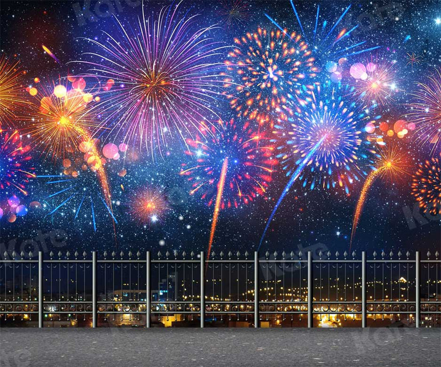 Vibrant Night Sky Fireworks Backdrop