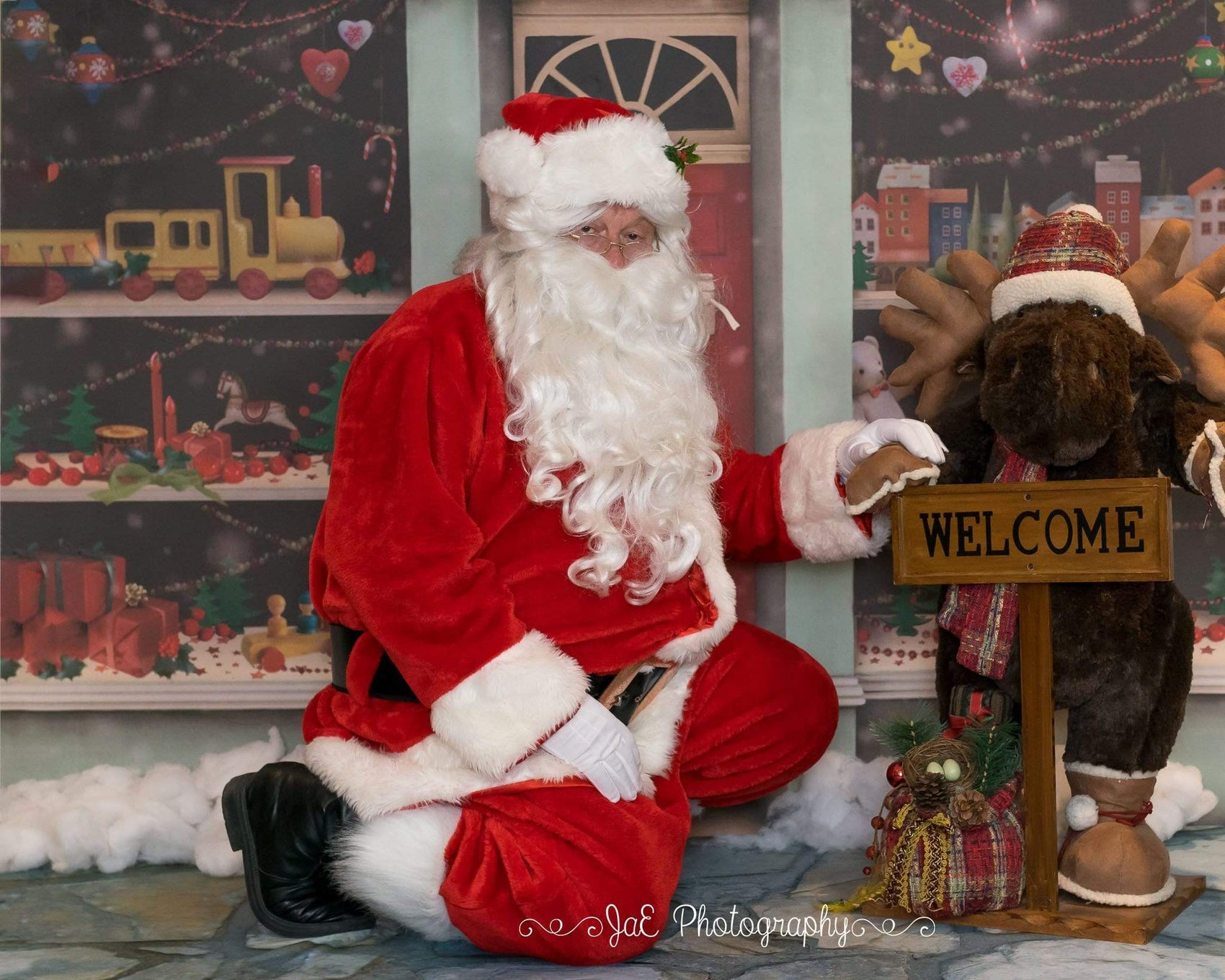 Vintage Festive Christmas Shop Backdrop