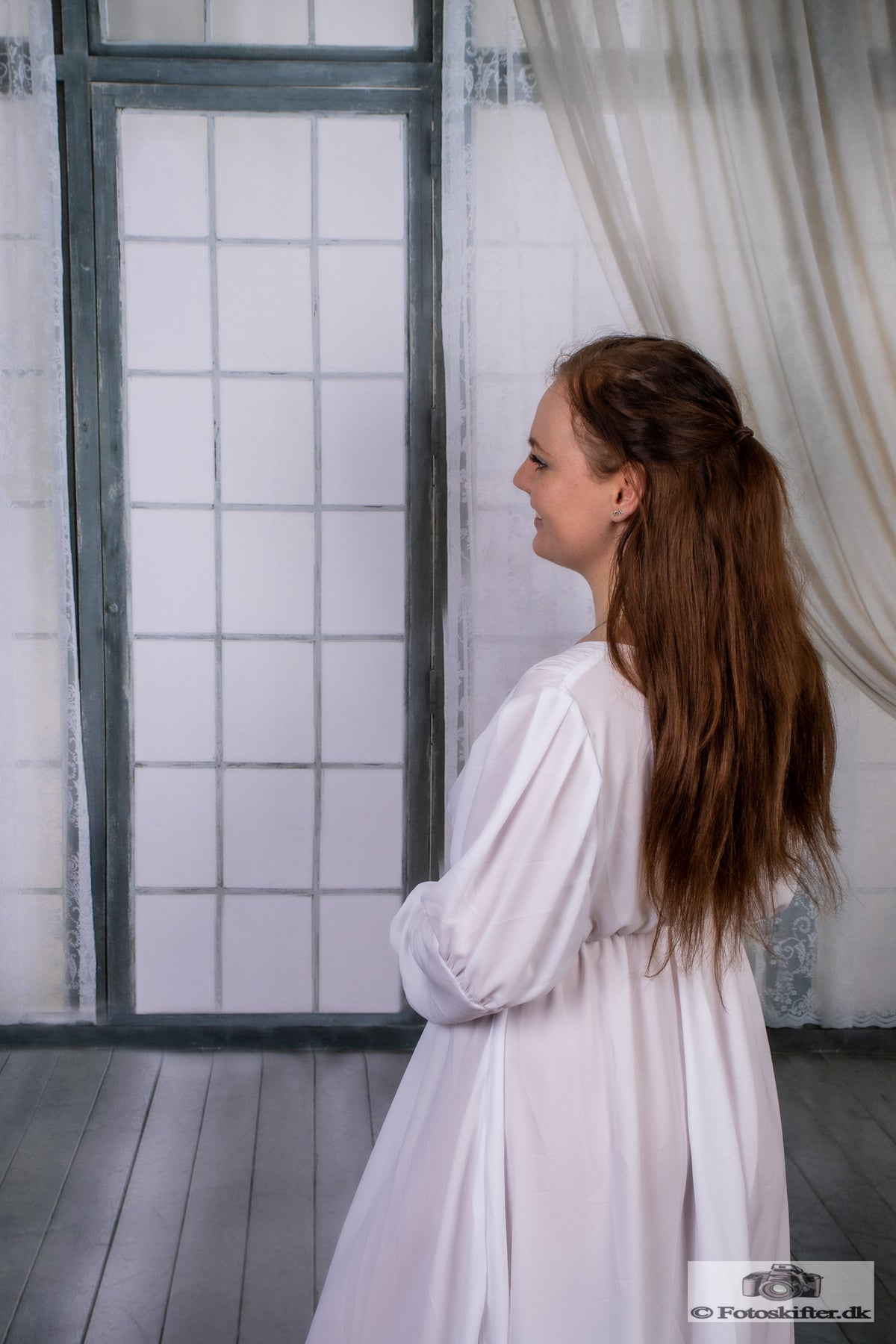 Kate Window indoor with White Curtain Backdrop