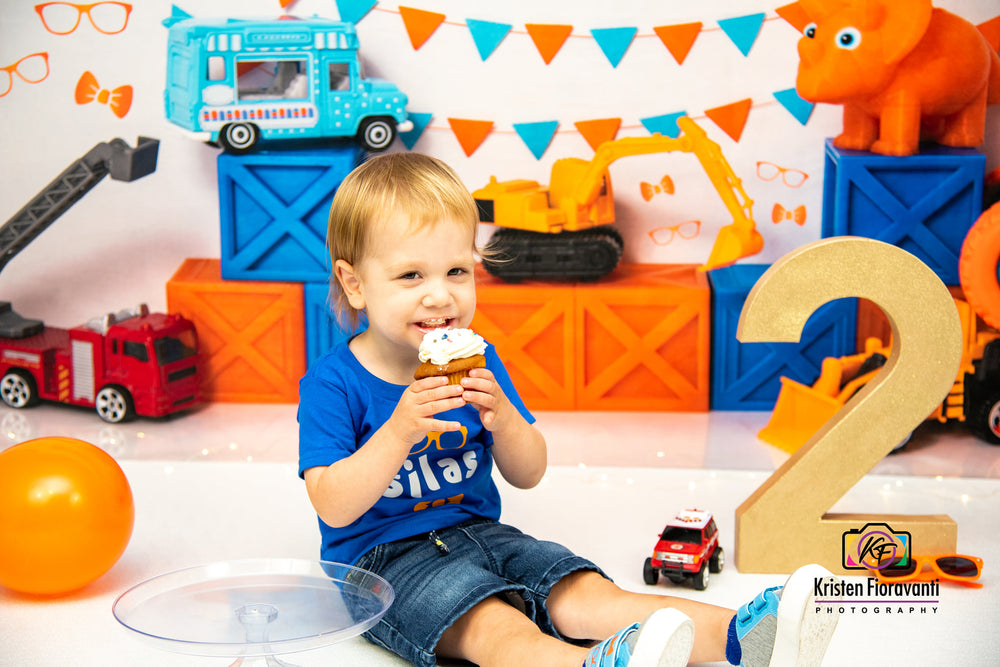 Bright Construction Toy Party Backdrop