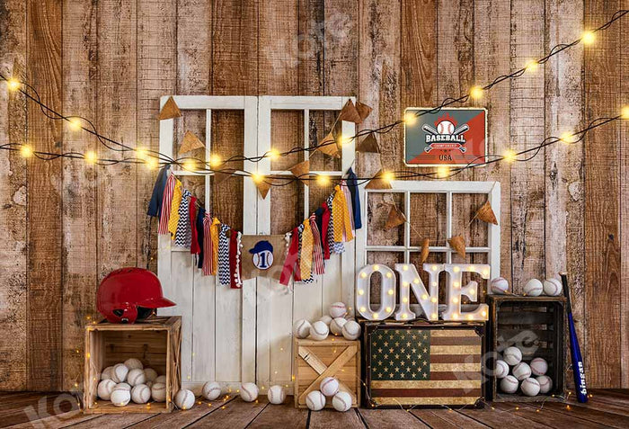 Rustic Baseball Celebration Backdrop Scene