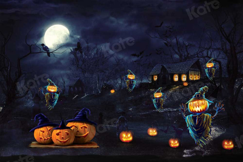 Spooky Halloween Pumpkin Night Backdrop