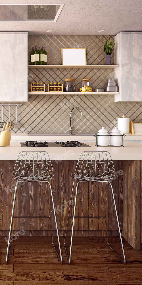 Modern Rustic Kitchen Bar Area Backdrop