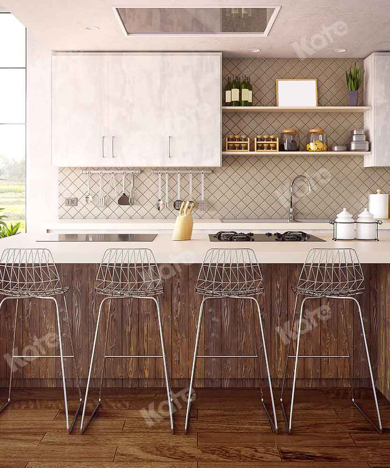 Modern Rustic Kitchen Bar Area Backdrop