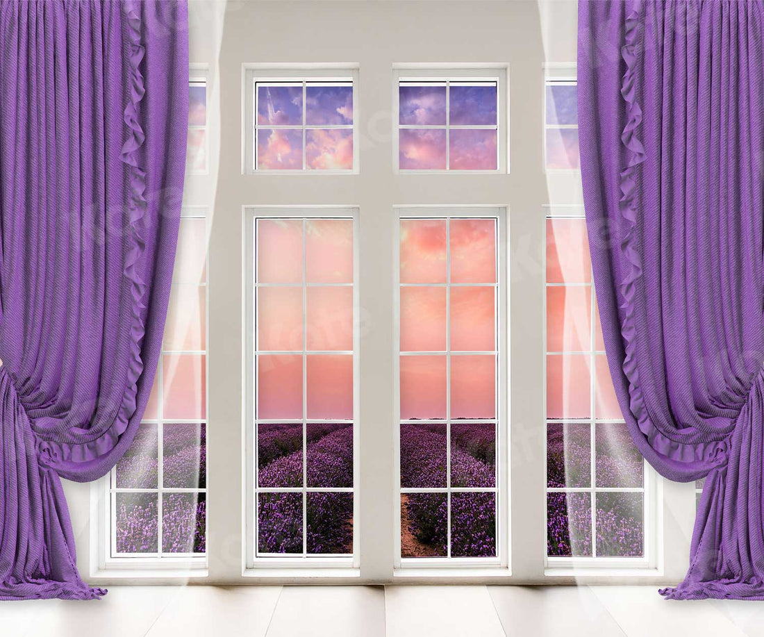 Purple Lavender Sunset Window View Backdrop