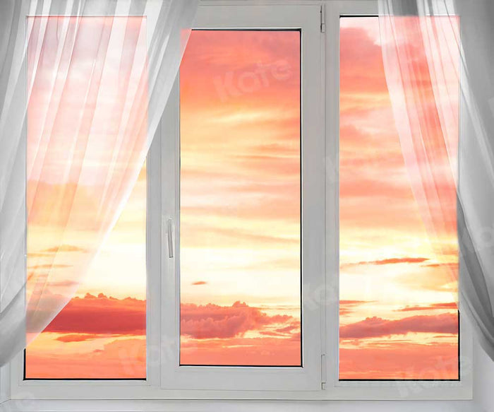 Sunset Glow Window View Backdrop