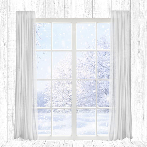 Winter Wonderland Snowfall Window Backdrop